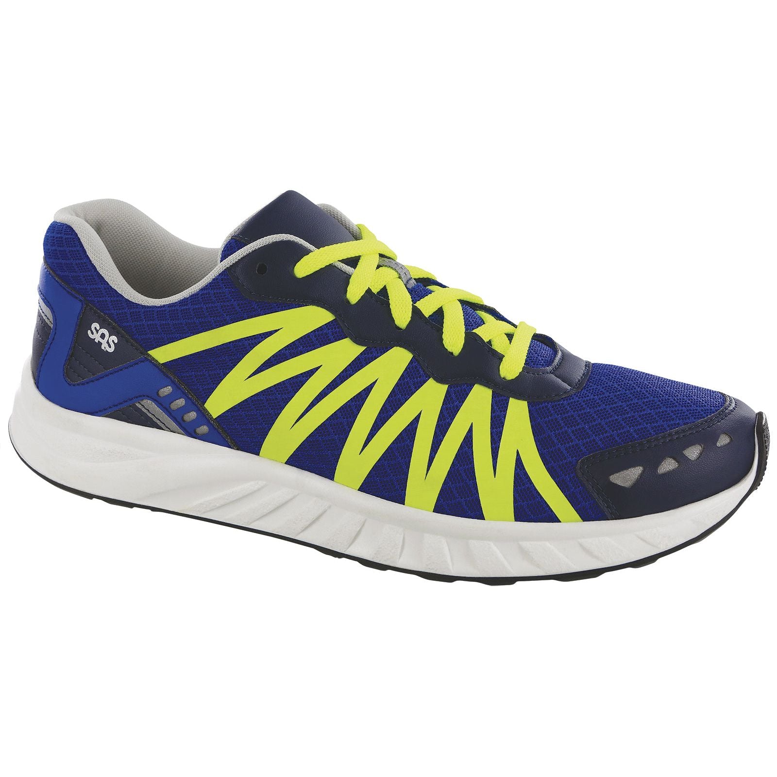 SAS Men's Pursuit Lace Up Sneaker in Blue / Neon Yellow