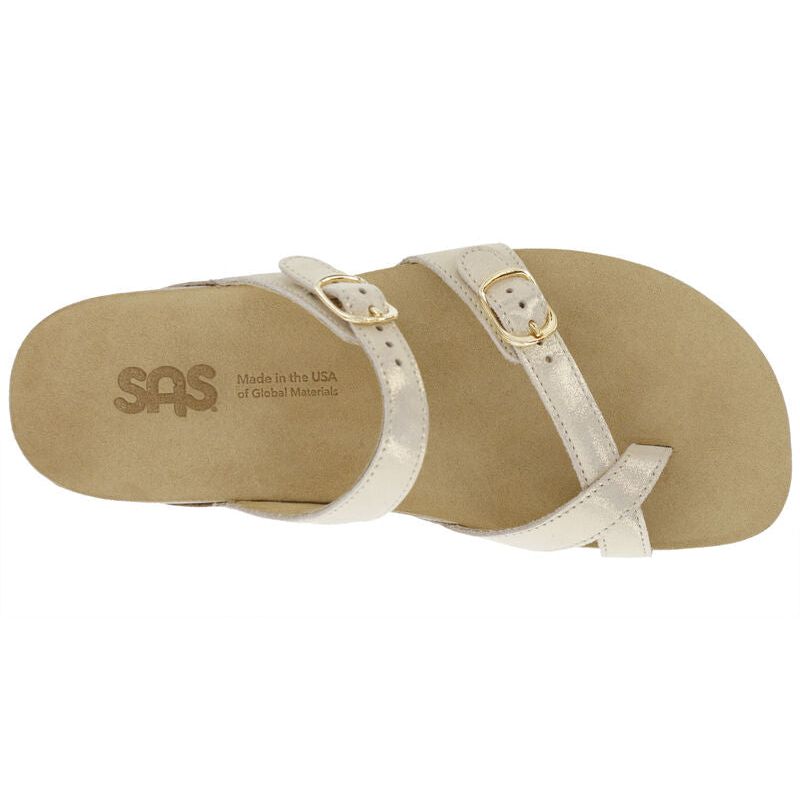 SAS Women's Shelly Toe Loop Slide Sandal in Soft Gold